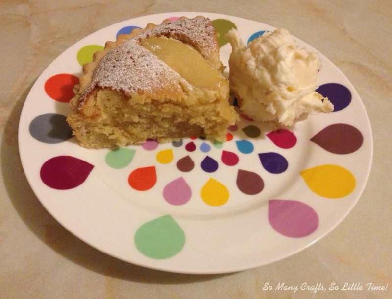 Pear, almond and amaretto tart with stem ginger mascarpone cream ...