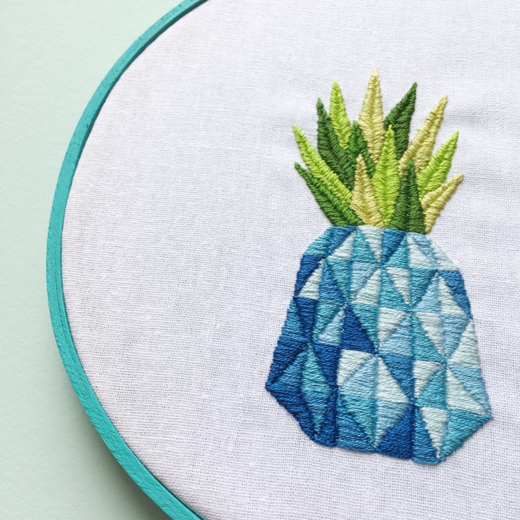 Blue pineapple embroidery - Hello! Hooray!