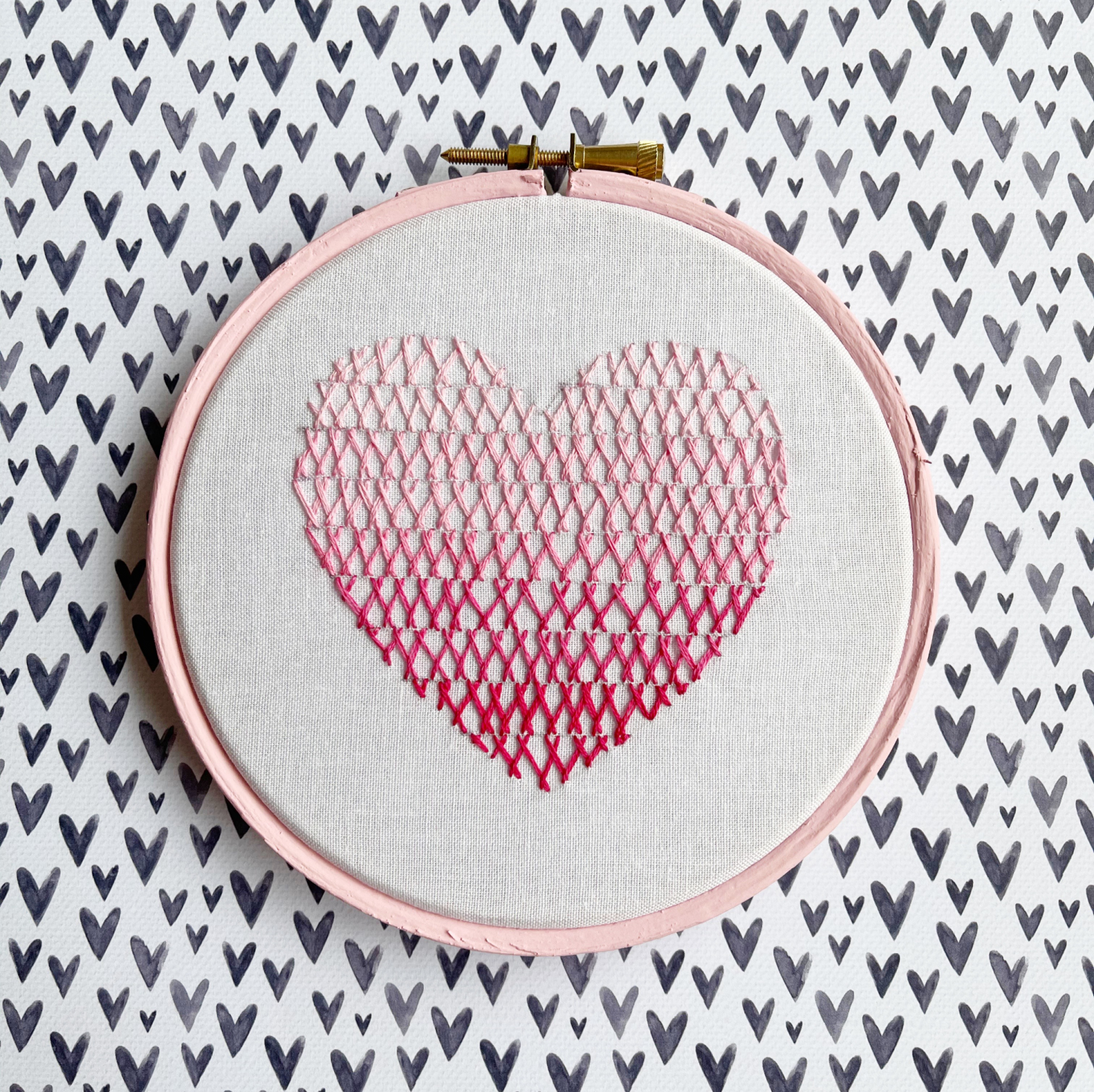 Herringbone stitch ombre heart hoop - Hello! Hooray!