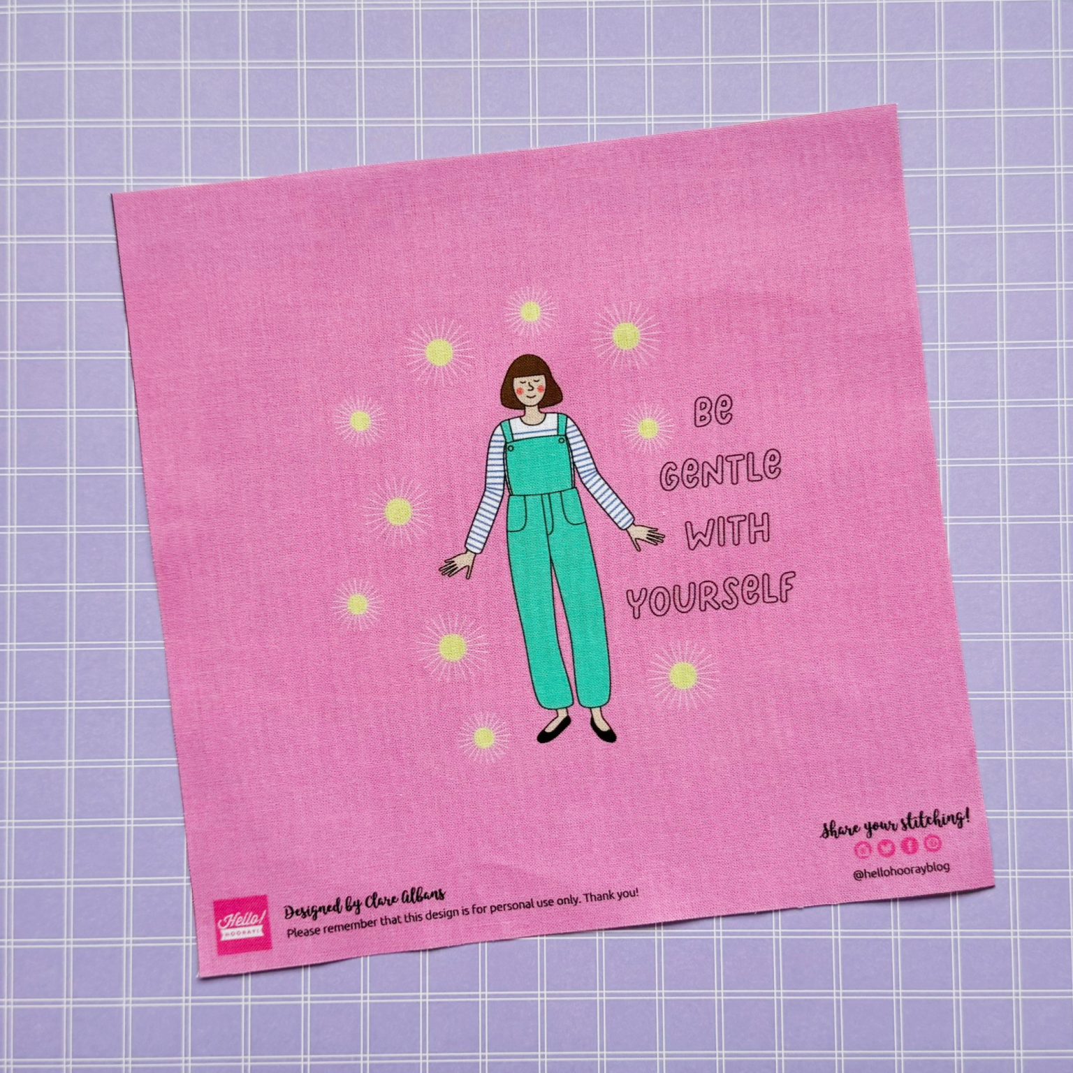 Embroidery kit fabric panels - Hello! Hooray!